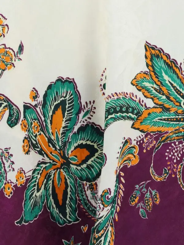ALEMAIS Silk-blend Ethnic Print Scarf Neck Top