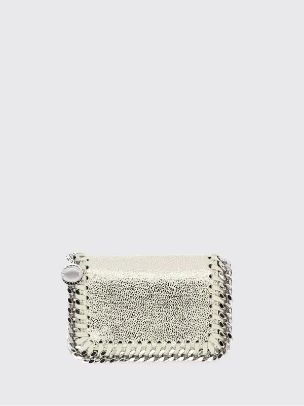 Stella McCartney Falabella Laminated Crackled Faux Suede Wallet - Silver
