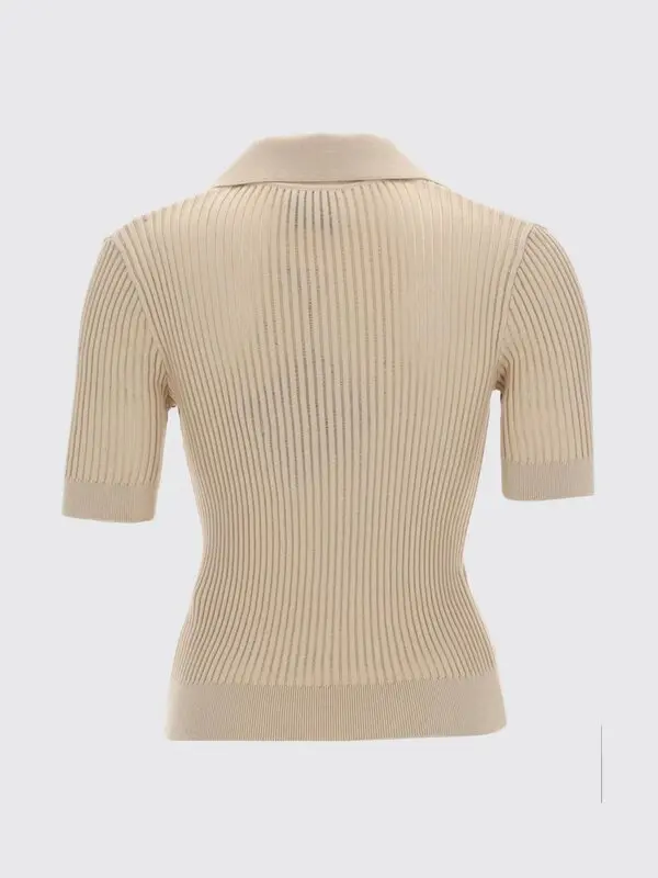 PATOU Ribbed Cotton Knit Polo Shirt - Beige
