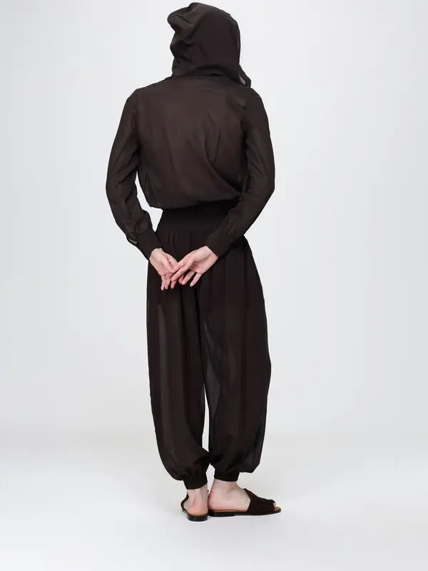 Pinko Long Sleeve Hooded V-neck Blouse - Brown