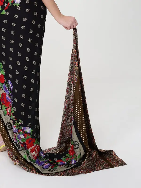Moschino Printed Silk Long Dress