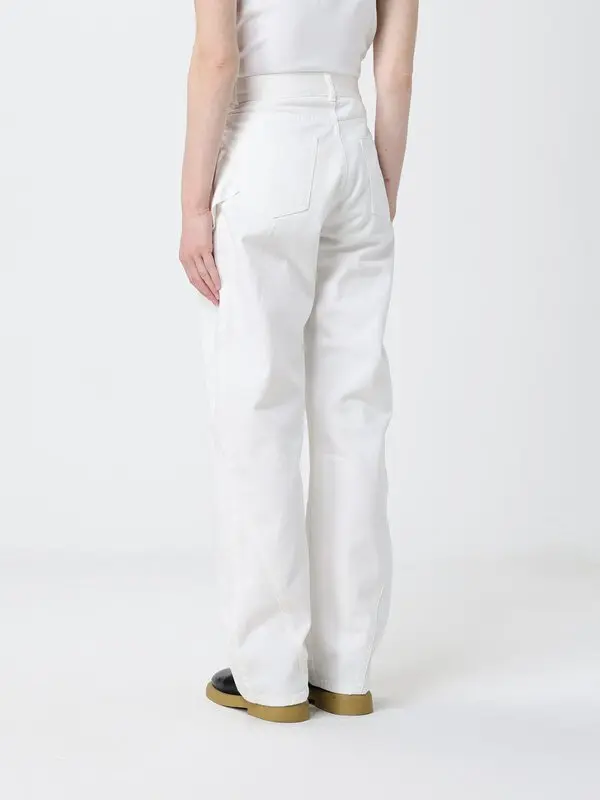 JW Anderson Twisted Workwear Asymmetric Cotton Denim Jeans - White