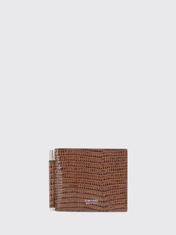 TOM FORD Bifold Leather Wallet With Money Clip And Eight Card Slots - Brown