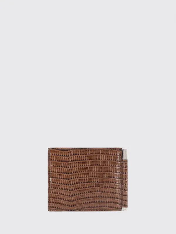 TOM FORD Bifold Leather Wallet With Money Clip And Eight Card Slots - Brown