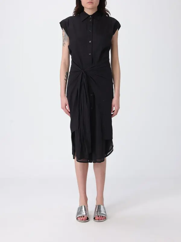 TELA Pure Cotton Midi Shirt Dress - Black