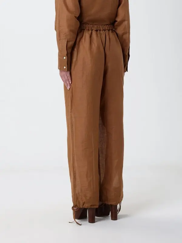 120% Lino Palazzo Trousers - Leather