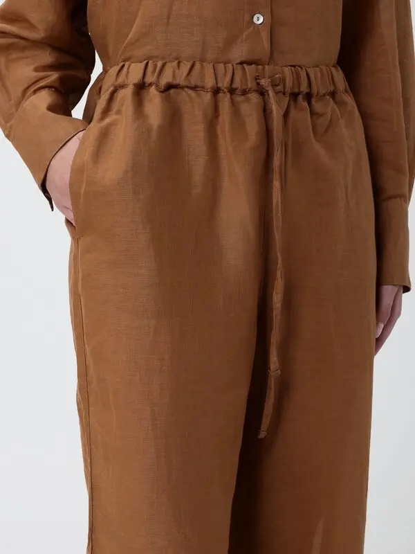 120% Lino Palazzo Trousers - Leather