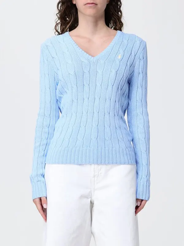 Polo Ralph Lauren Cable Knit V-neck Jumper - Blue