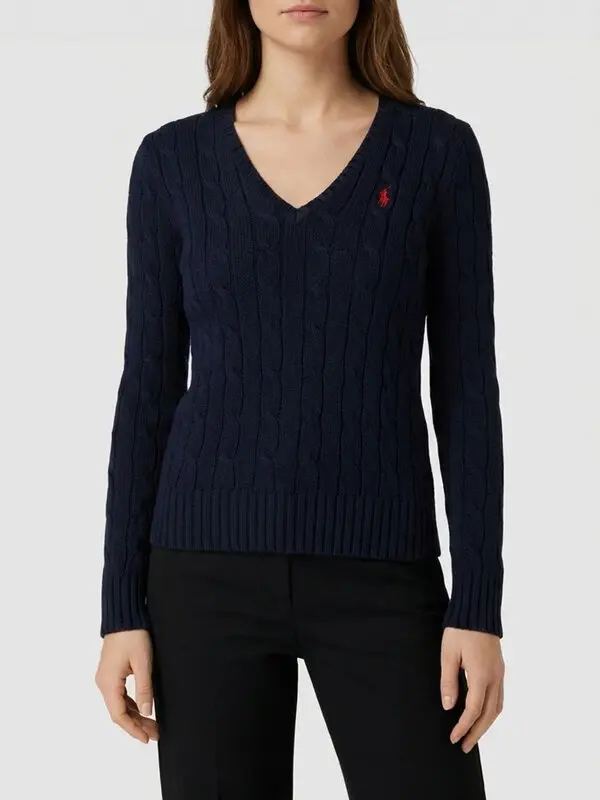 Polo Ralph Lauren Cable Knit V-neck Jumper - Navy