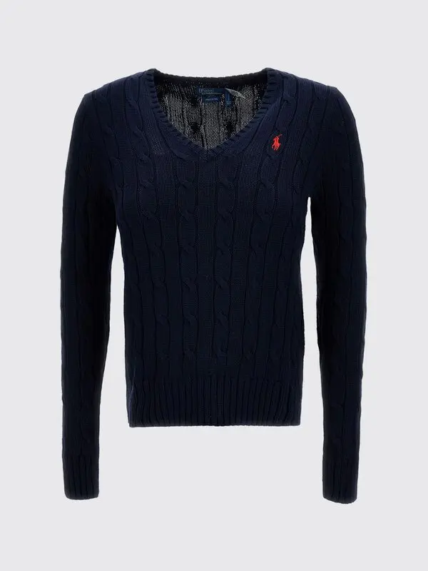 Polo Ralph Lauren Cable Knit V-neck Jumper - Navy