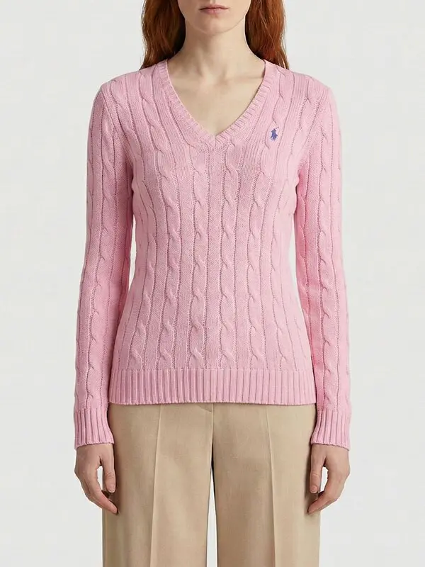 Polo Ralph Lauren Cable Knit V-neck Jumper - Pink