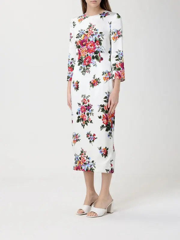 Dolce & Gabbana Floral Print Crepe Midi Dress