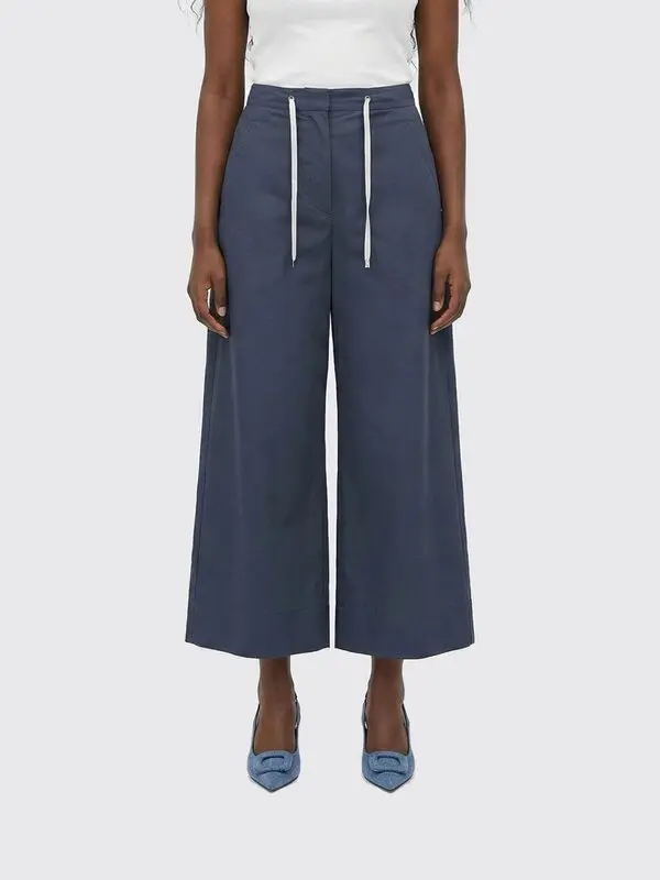 Max Mara Cotton Cropped Trousers - Blue