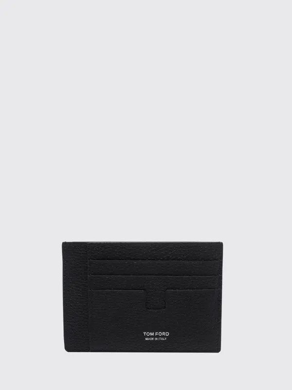 TOM FORD Flat Calf Leather Card Holder With Seven Slots And Laminated Logo - Black