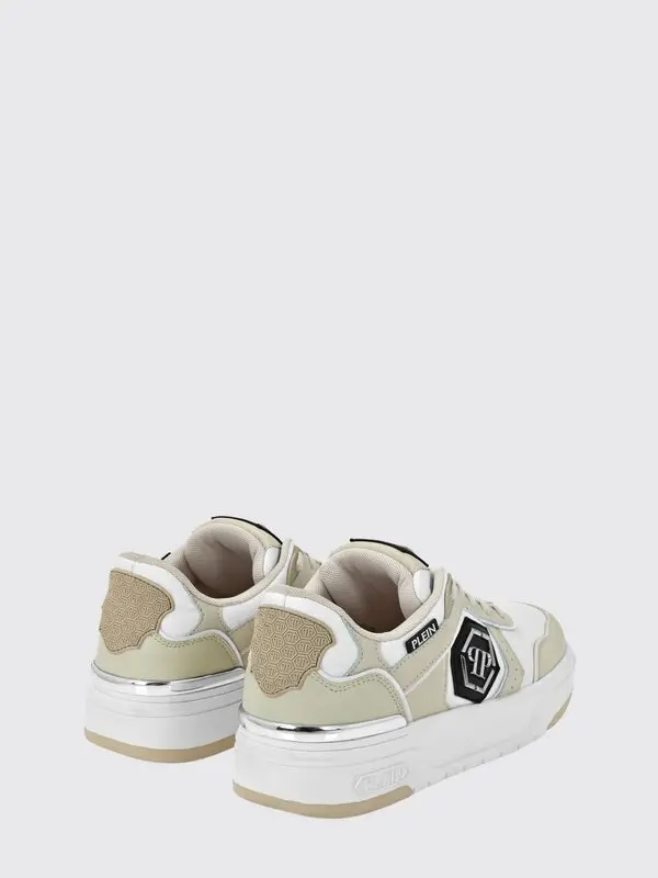 Philipp Plein Leather And Mesh Lace-up Sneakers - Beige