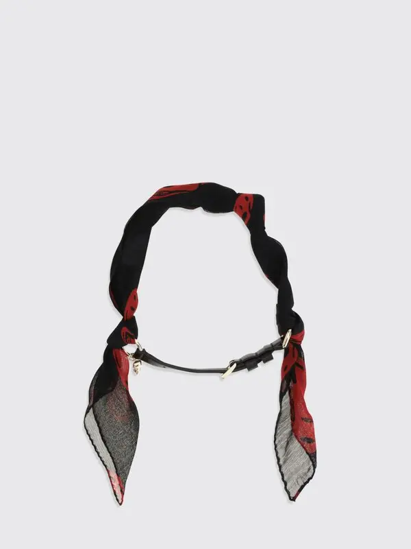 Alexander McQueen Silk And Calfskin Leather Bracelet With Skull Print And Charm - Black