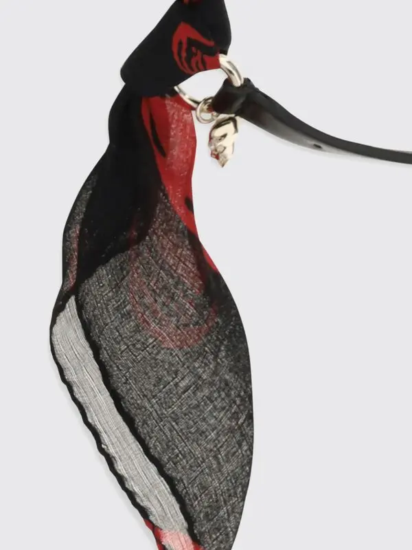 Alexander McQueen Silk And Calfskin Leather Bracelet With Skull Print And Charm