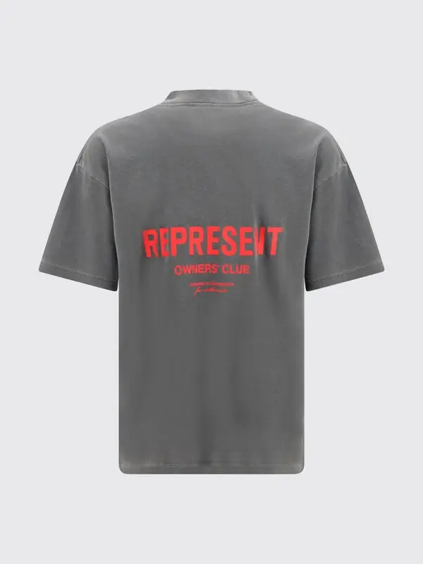 REPRESENT Crew Neck Cotton T-shirt With Contrast Logo - Black