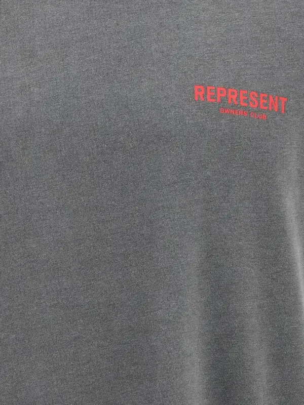 REPRESENT Crew Neck Cotton T-shirt With Contrast Logo - Black