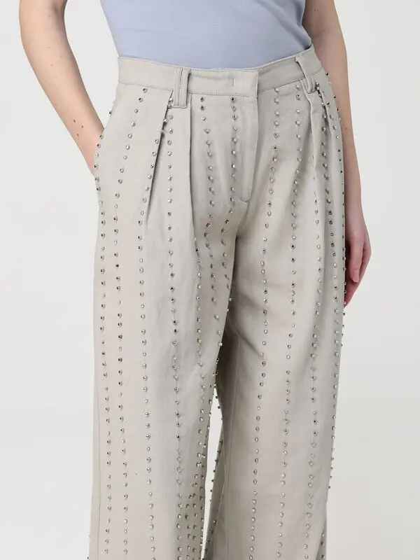 Pinko Embellished Wide-leg Cotton Trousers