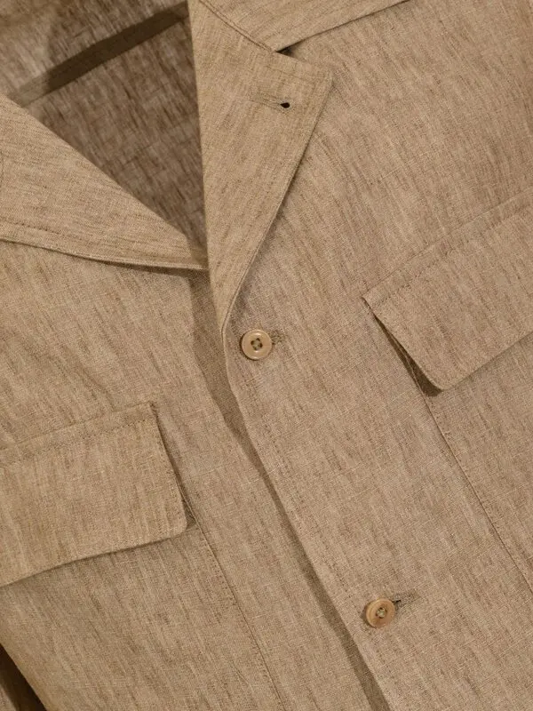 BRIGLIA 1949 Linen Shirt Jacket - Brown