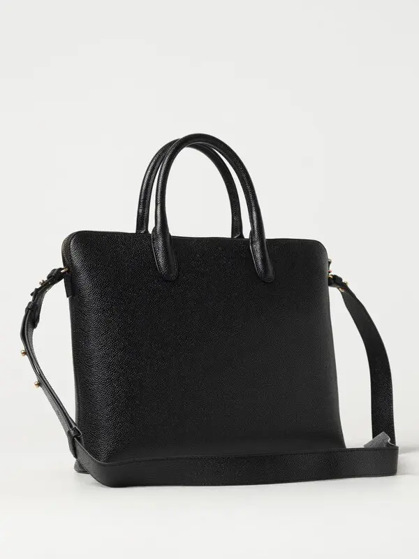 Thom Browne Textured Leather Briefcase With Signature Striping