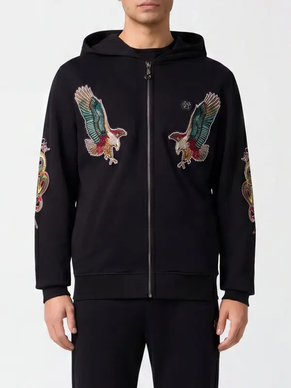 Philipp Plein Embroidered Skull Zip Hoodie