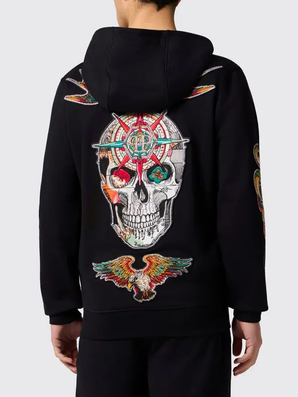 Philipp Plein Embroidered Skull Zip Hoodie