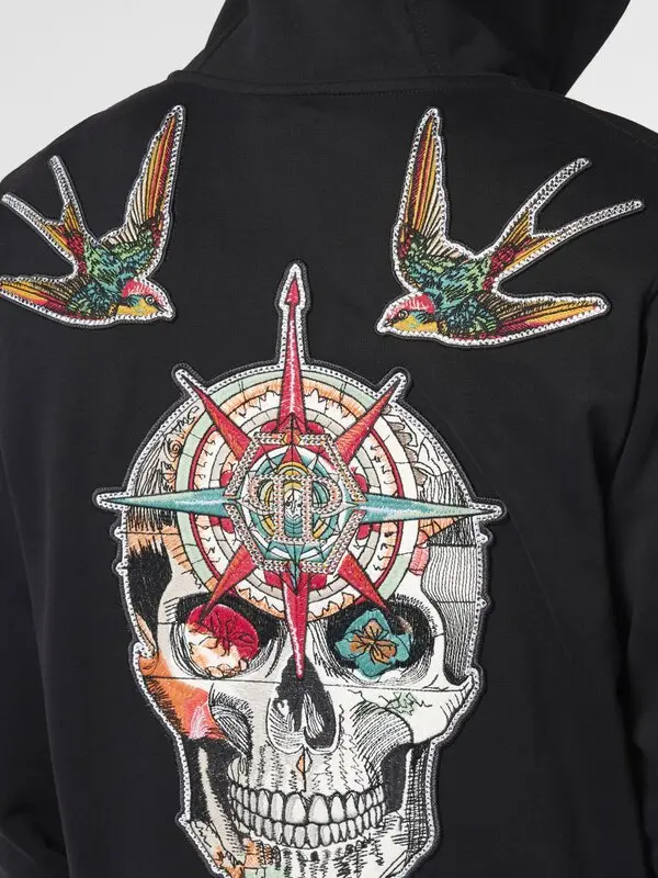 Philipp Plein Embroidered Skull Zip Hoodie