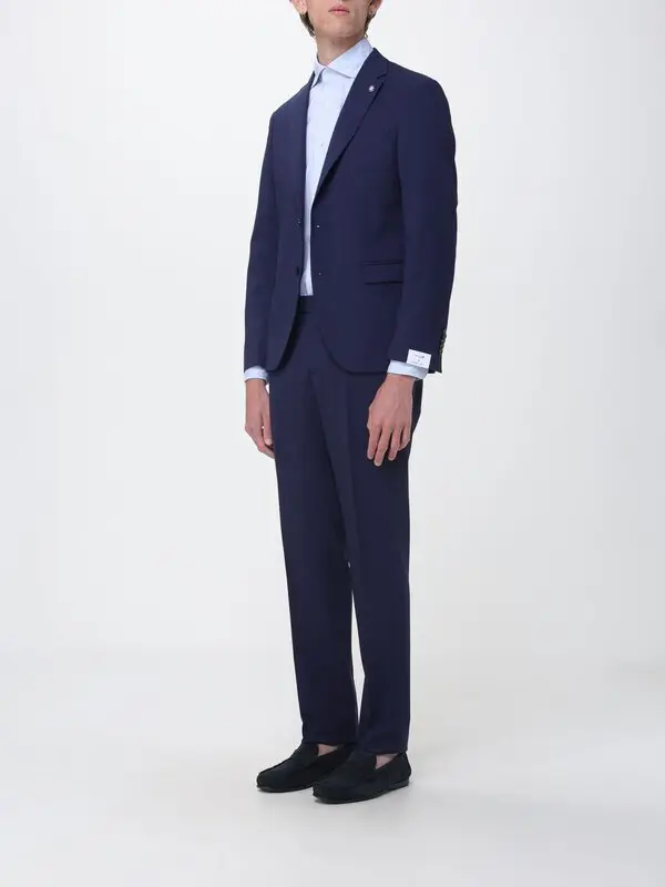 MANUEL RITZ Single-breasted Stretch Wool Suit - Blue