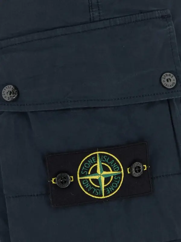 Stone Island Stretch Cotton Cargo Shorts - Blue