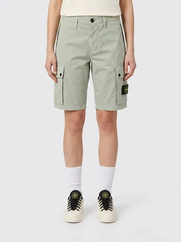 Stone Island Stretch Cotton Cargo Shorts - Green