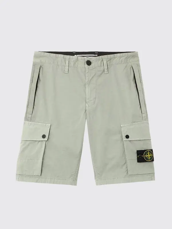 Stone Island Stretch Cotton Cargo Shorts - Green