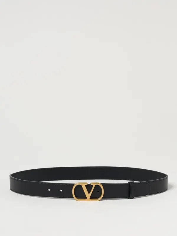 Valentino Garavani Leather Belt With Vlogo Buckle - Black