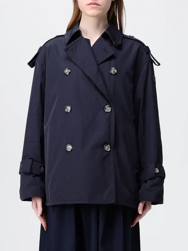 Peuterey Double-breasted Polyester Trench Coat - Blue