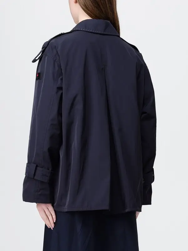 Peuterey Double-breasted Polyester Trench Coat - Blue