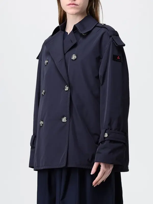 Peuterey Double-breasted Polyester Trench Coat - Blue