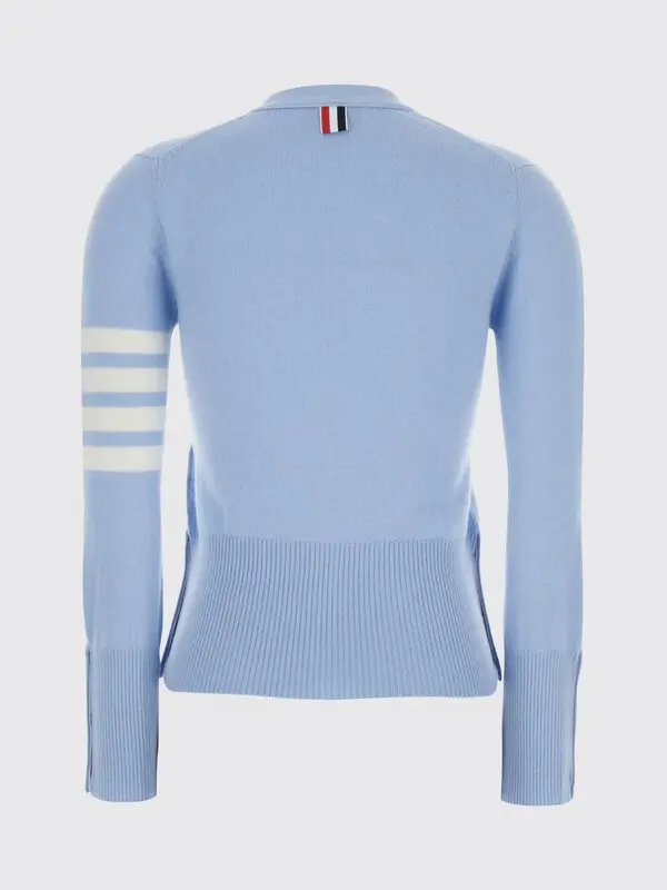 Thom Browne V-neck 100% Cashmere Cardigan With 4-bar Detail - Gnawed Blue