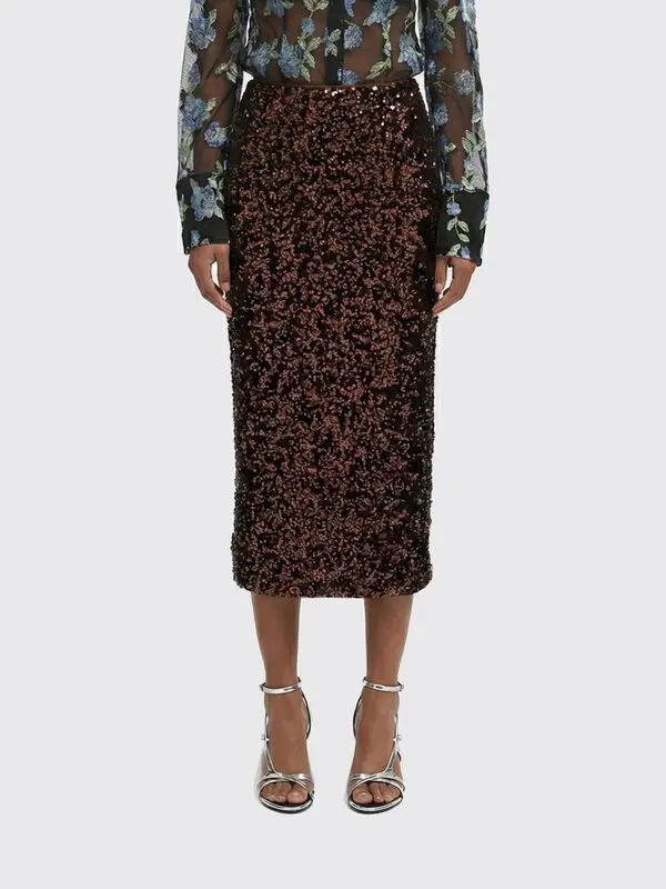 ROTATE BY BIRGER CHRISTENSEN Sequin Midi Skirt - Coffee