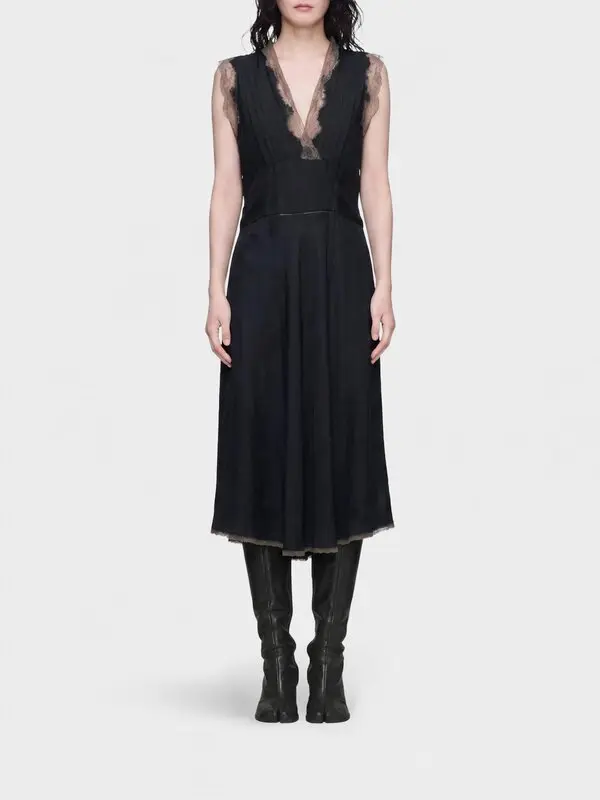 MAISON MARGIELA Silk Blend Midi Dress - Black