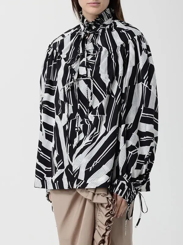 Dries Van Noten Printed Cotton Blouse - Black