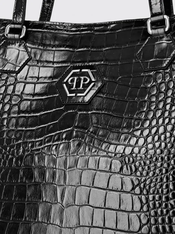 Philipp Plein Crocodile Print Leather Bag