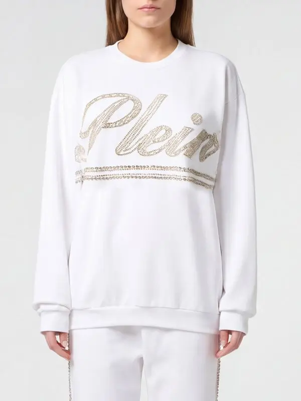 Philipp Plein Rhinestone Logo Crewneck Sweatshirt - White
