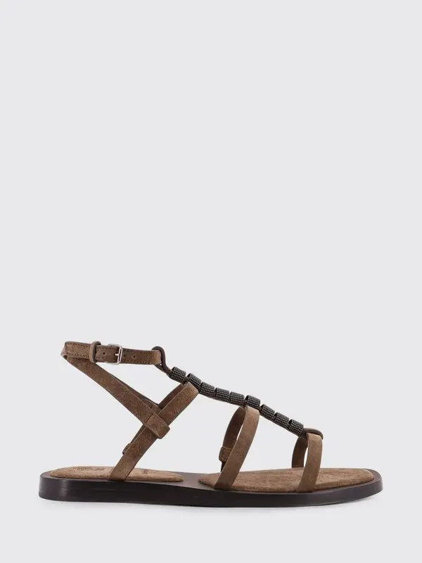 Brunello Cucinelli Suede Sandals With Monile