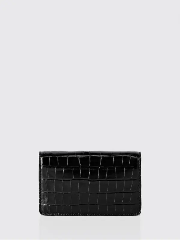 Philipp Plein Crocodile Print Leather Clutch With Rhinestone Hexagon - Black