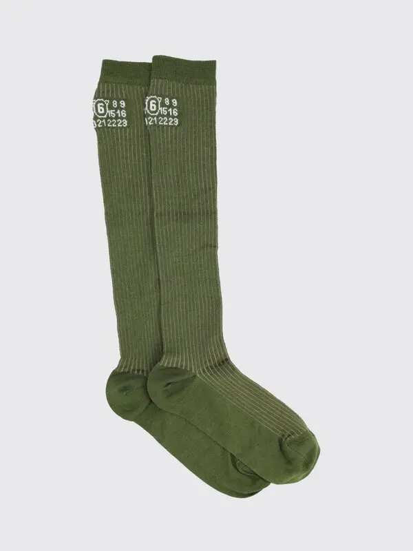 MAISON MARGIELA Stretch Ribbed Cotton Socks - Green