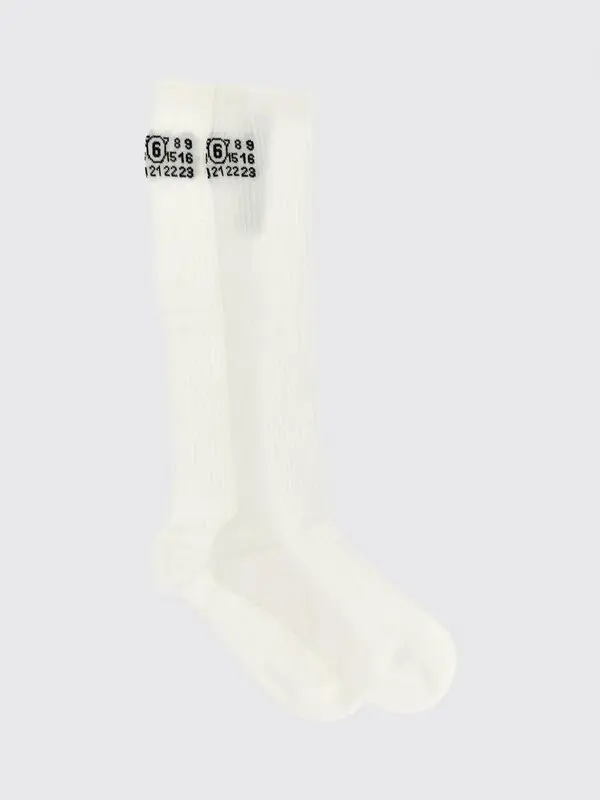 MAISON MARGIELA Stretch Ribbed Cotton Socks - White