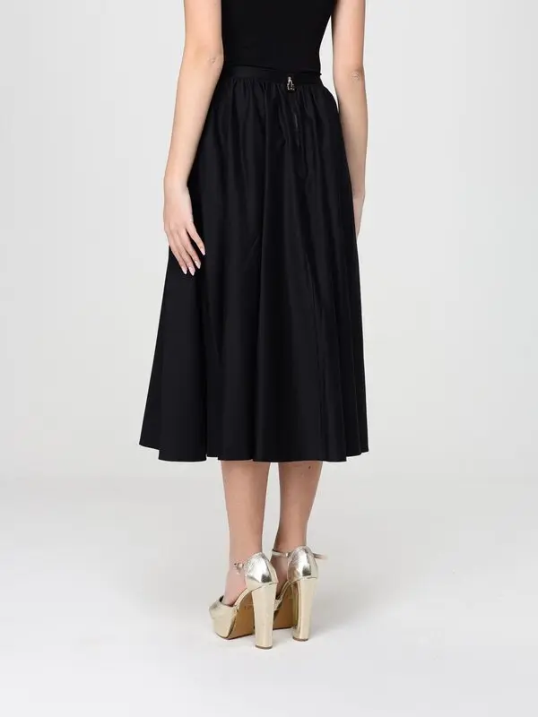 Elisabetta Franchi Cotton Midi Skirt With Chain Detail - Black