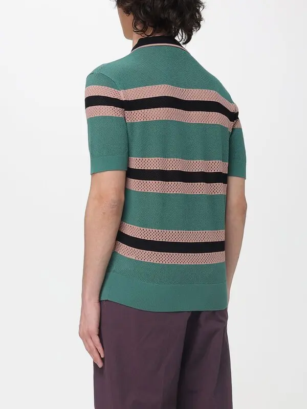 Dries Van Noten Striped Viscose Polo Shirt - Green