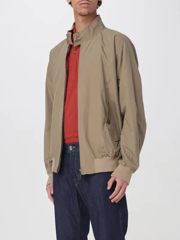 BARACUTA Cotton Blend Bomber Jacket - Beige